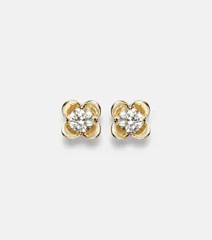 STONE AND STRAND 14kt Yellow Clover Stud Earrings With Diamonds - Gold
