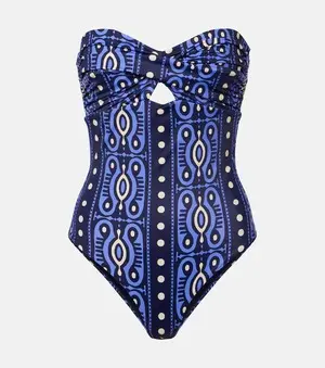 Johanna Ortiz Printed Cutout Swimsuit - Blue