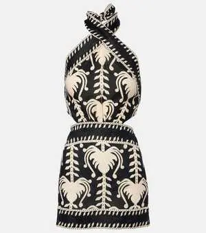 Johanna Ortiz Cutout Printed Minidress - Black