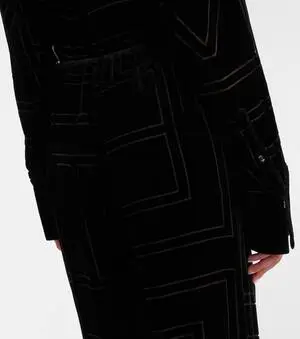 TOTEME Logo Velvet Wide-leg Pants - Black