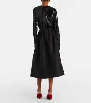 TOTEME Gathered Wool And Silk Midi Skirt - Black