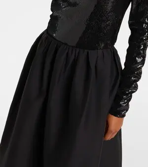 TOTEME Gathered Wool And Silk Midi Skirt - Black