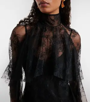 Blumarine Sheer Lace Turtleneck Blouse