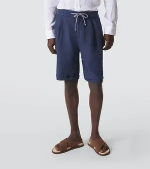 Brunello Cucinelli Linen Shorts - Blue