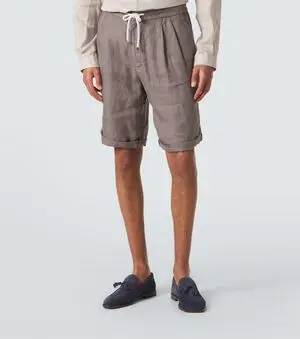 Brunello Cucinelli Linen Drawstring Shorts - Brown