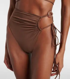 Magda Butrym Ruched Bikini Bottoms - Brown