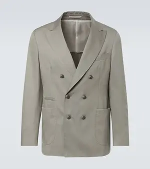 Brunello Cucinelli Double-breasted Silk Suit Jacket