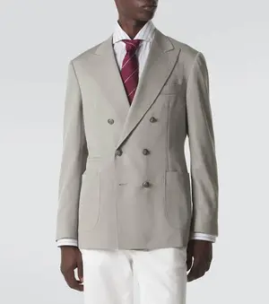 Brunello Cucinelli Double-breasted Silk Suit Jacket