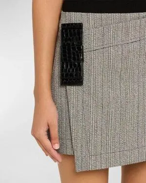 3.1 Phillip Lim Jaspé Wool Overlay Mini Skirt - Grey Multi