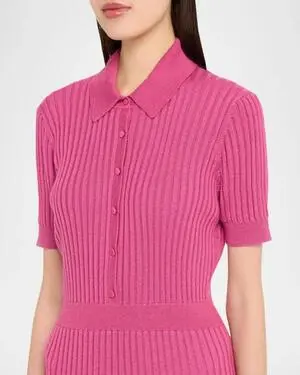 Gabriela Hearst Amor Rib Knit Cashmere-silk Midi Dress - Fuchsia