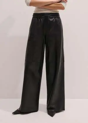ME+EM Wide-leg Leather Track Pant