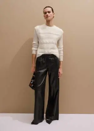 ME+EM Wide-leg Leather Track Pant