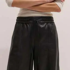 ME+EM Wide-leg Leather Track Pant