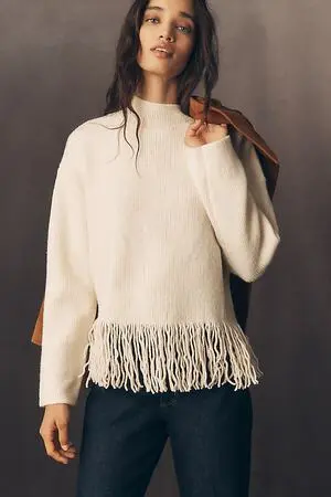 Rails Lise Fringed Mock-neck Sweater - Ivory