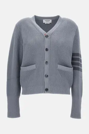 Thom Browne V-neck Cotton Cardigan - Grey