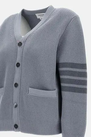 Thom Browne V-neck Cotton Cardigan - Grey