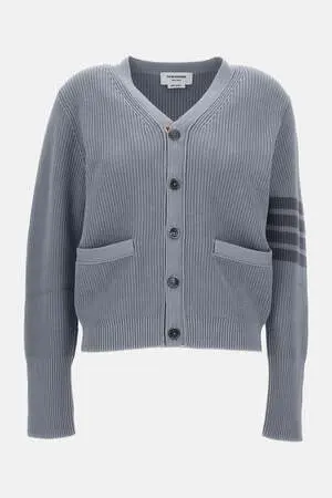 Thom Browne V-neck Cotton Cardigan - Grey