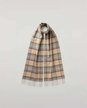Johnstons Of Elgin Mackellar Tartan Cashmere Scarf - Natural