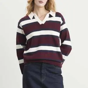 4TH & RECKLESS Striped Knit Jumper With Contrast Collar