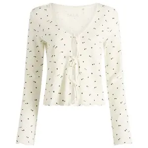 TALA Sleep Lounge Tie Cardigan - Ivory Printed