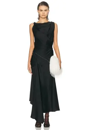 Victoria Beckham Asymmetric Draped Midi Dress