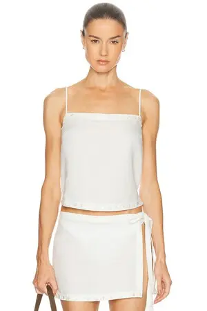 Staud Kirra Linen Tank Top - Ivory