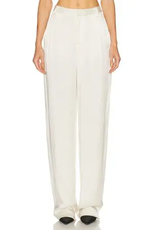 Lapointe Satin Relaxed Pleated Pant - Cream