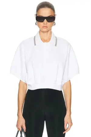 Alexander Wang Relaxed Cropped Cinched Polo Top - White