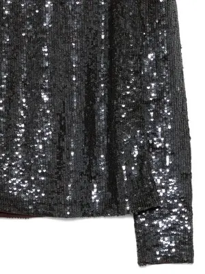 PAROSH Sequined Long Sleeve Top - Brown
