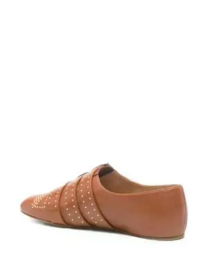 Chloé Susanna Buckle Studded Flats - Brown