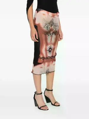 JEAN PAUL GAULTIER Tattoo Print Knee Length Skirt