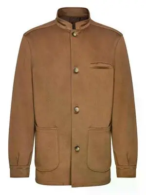 FRANZESE COLLECTION Buttoned Jacket With Stand Collar - Brown