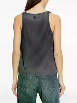 DIESEL® Sleeveless Round Neck Top With Logo Detail - Grey
