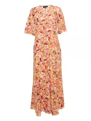 Paule Ka Silk Ruffled Maxi Dress