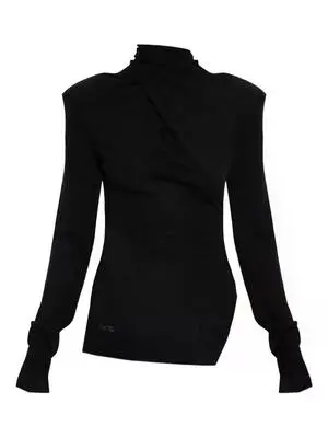 Attico Draped Logo-embroidered Long-sleeved T-shirt