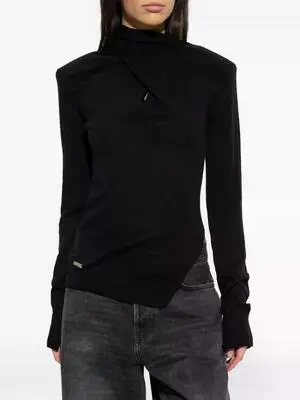 Attico Draped Logo-embroidered Long-sleeved T-shirt