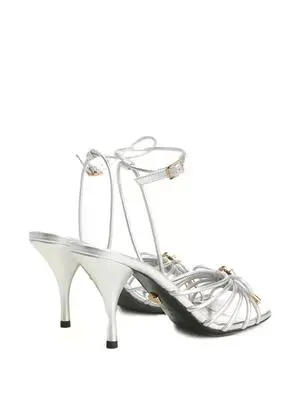 Versace La Medusa Strappy Stiletto Sandals - Silver