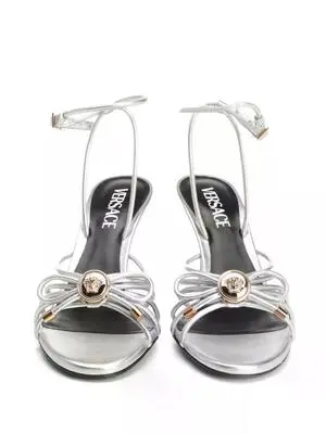 Versace La Medusa Strappy Stiletto Sandals - Silver