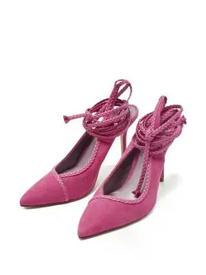 TITI ADESA Suede Pointed Toe Ankle Wrap Pumps