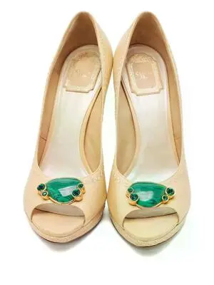 Dior Raffia Peep-toe Pumps