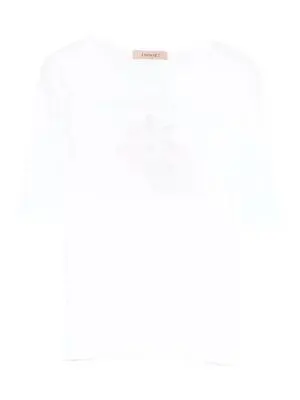 TWINSET Floral-appliqué T-shirt - White