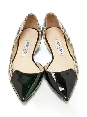 JIMMY CHOO Python Embossed Flat Pumps