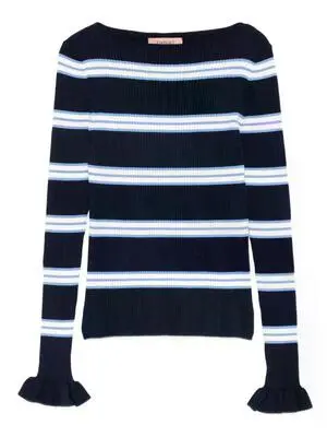 TWINSET Striped Ruffled Top