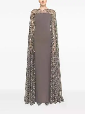 NISSA Sequin Cape Maxi Dress