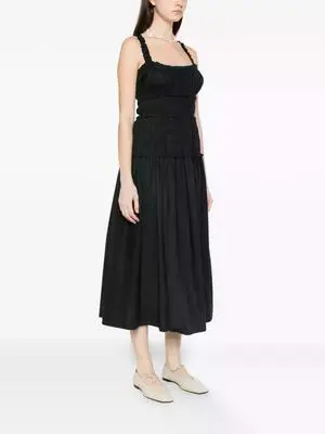 DÔEN Marianne Shirred Midi Dress - Black