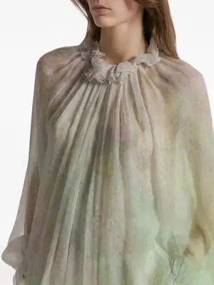 Alberta Ferretti Ruffled Floral Top