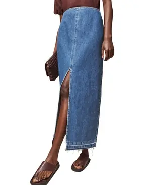 RO & ZO Denim Split Front Maxi Skirt
