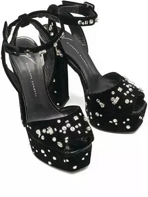 GIUSEPPE ZANOTTI Embellished Velvet Sandals