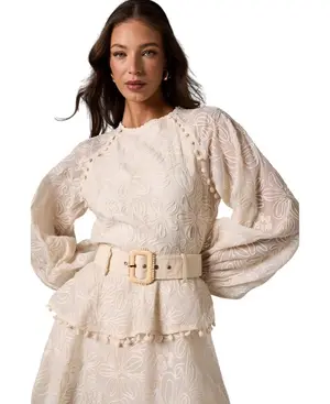 Coast Long Sleeve Tiered Skirt Belted Dress