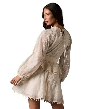Coast Long Sleeve Tiered Skirt Belted Dress
